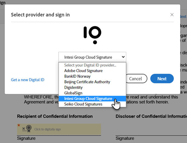 Enable cloud-based digital signatures